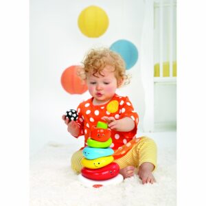 Infantino Funny Faces Ring Stacker Colorful Baby and Toddler Toys for Motor Skills, 5 Pieces