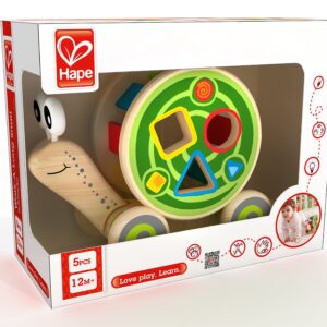 Hape Walk-A-Long Snail Pull Toy |Award Winning Toddler Wooden Push and Pull Toy with Removable Color