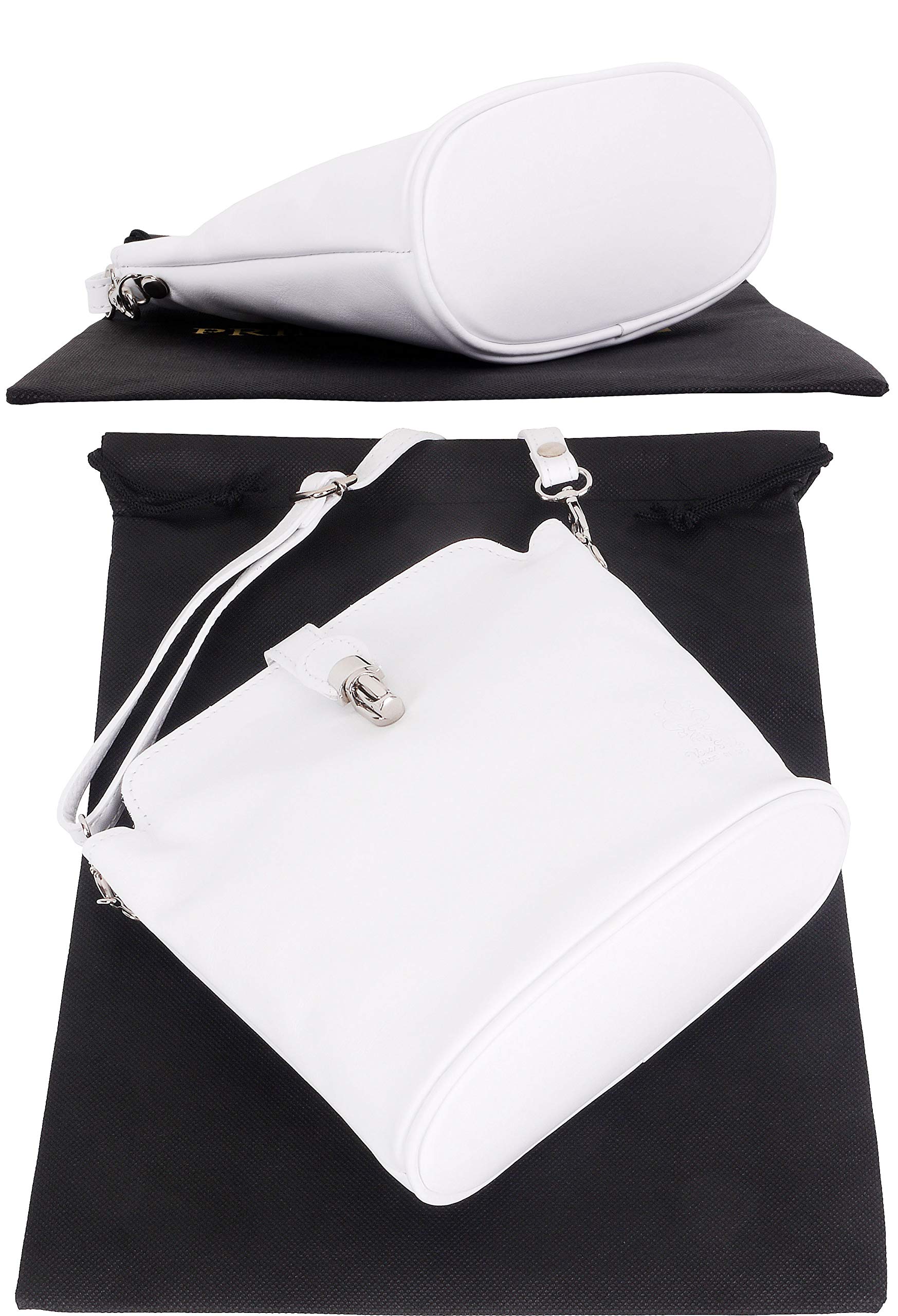 PRIMO SACCHI Italian Soft Leather Hand Made Small White Cross Body or Shoulder Bag Handbag Purse