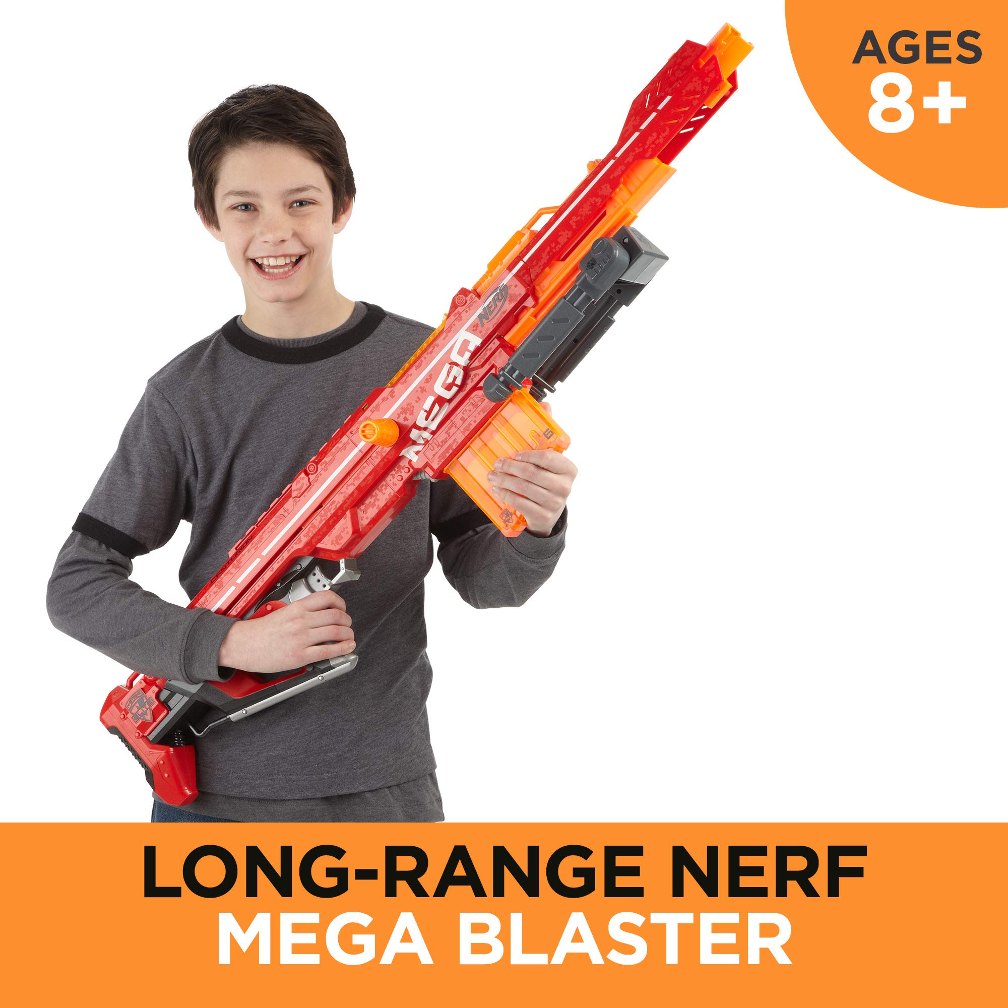 Nerf Centurion Mega Toy Blaster with Folding Bipod, 6-Dart Clip, 6 Official Nerf Mega Darts, and Bolt Action for Kids, Teens, and Adults (Amazon Exclusive)