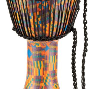 Meinl Percussion Travel Djembe Hand Drum Circle Instrument, Synthetic Shell and Goat Skin Head — NOT Made in China — African Mali Weave Rope Tuning, 2-Year Warranty, Kenyan Quilt, Medium (PADJ2-M-G)