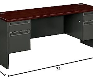 HON 38854NS 38000 Series Kneespace Credenza, 72w x 24d x 29-1/2h, Mahogany/Charcoal