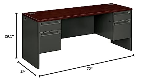 HON 38854NS 38000 Series Kneespace Credenza, 72w x 24d x 29-1/2h, Mahogany/Charcoal