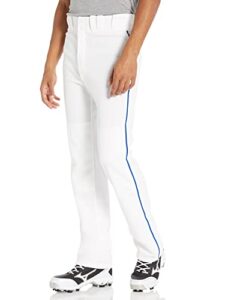 mizuno adult men's premier pro piped g2 baseball pant, white-royal, medium