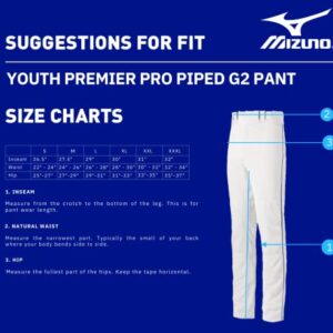 Mizuno Boys Youth Select Pro Piped Pant G2 L White-Navy, White/Navy, Large US