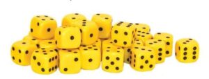 30 x yellow spot dice - 10mm