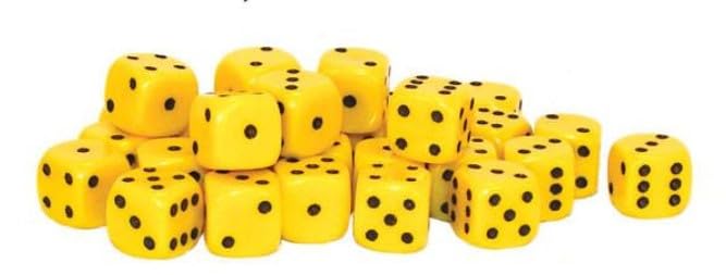 30 x Yellow Spot Dice - 10mm