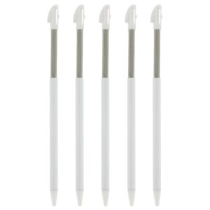 assecure metal extendable stylus for nintendo 3ds xl - 5 pack white | zedlabz