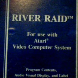 1982 Activision Presents "River Raid" Video Game Cartridge for Atari 2600---blue Image Label Version #Ax-020-04 (Activision Presents River Raid for Use with Atari Video Game System---program Contents Audio Visual Display, and Label---activision 1982 Ax-02