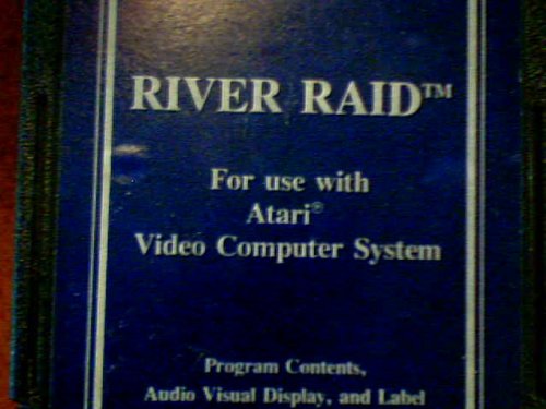 1982 Activision Presents "River Raid" Video Game Cartridge for Atari 2600---blue Image Label Version #Ax-020-04 (Activision Presents River Raid for Use with Atari Video Game System---program Contents Audio Visual Display, and Label---activision 1982 Ax-02