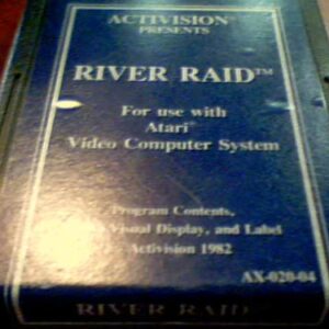 1982 Activision Presents "River Raid" Video Game Cartridge for Atari 2600---blue Image Label Version #Ax-020-04 (Activision Presents River Raid for Use with Atari Video Game System---program Contents Audio Visual Display, and Label---activision 1982 Ax-02