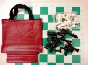 rook-n-pawn tournament chess set combo - vinyl bag / tournament board / 3 3/4" king chess set