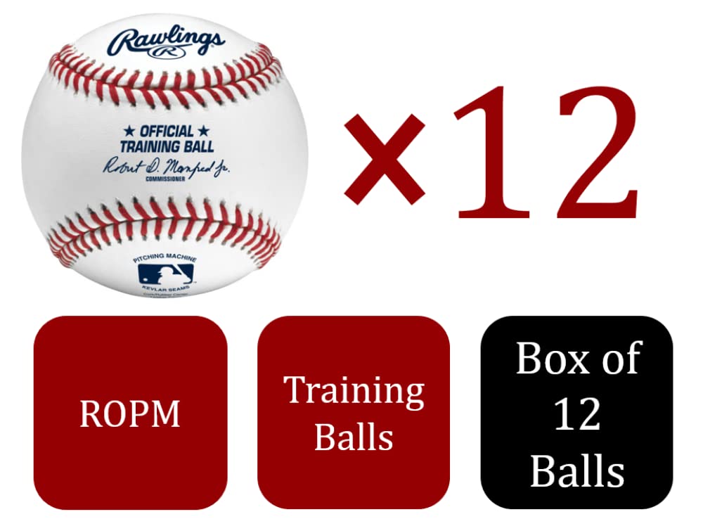 Rawlings | FLAT SEAM Pitching Machine Training Baseballs | ROPM | Leather Cover | Durable Kevlar Seam | 12 Count