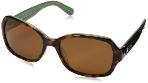 kate spade new york women's akira rectangular sunglasses, tortoise mint polarized, 54 mm