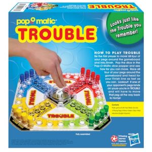 Classic Trouble with Retro Artwork and Pop-o-Matic Popper by Winning Moves Games USA, Designed for Kids, Ages 5+ Perfect For An Indoor Interactive Activity (1176), Extra Wide