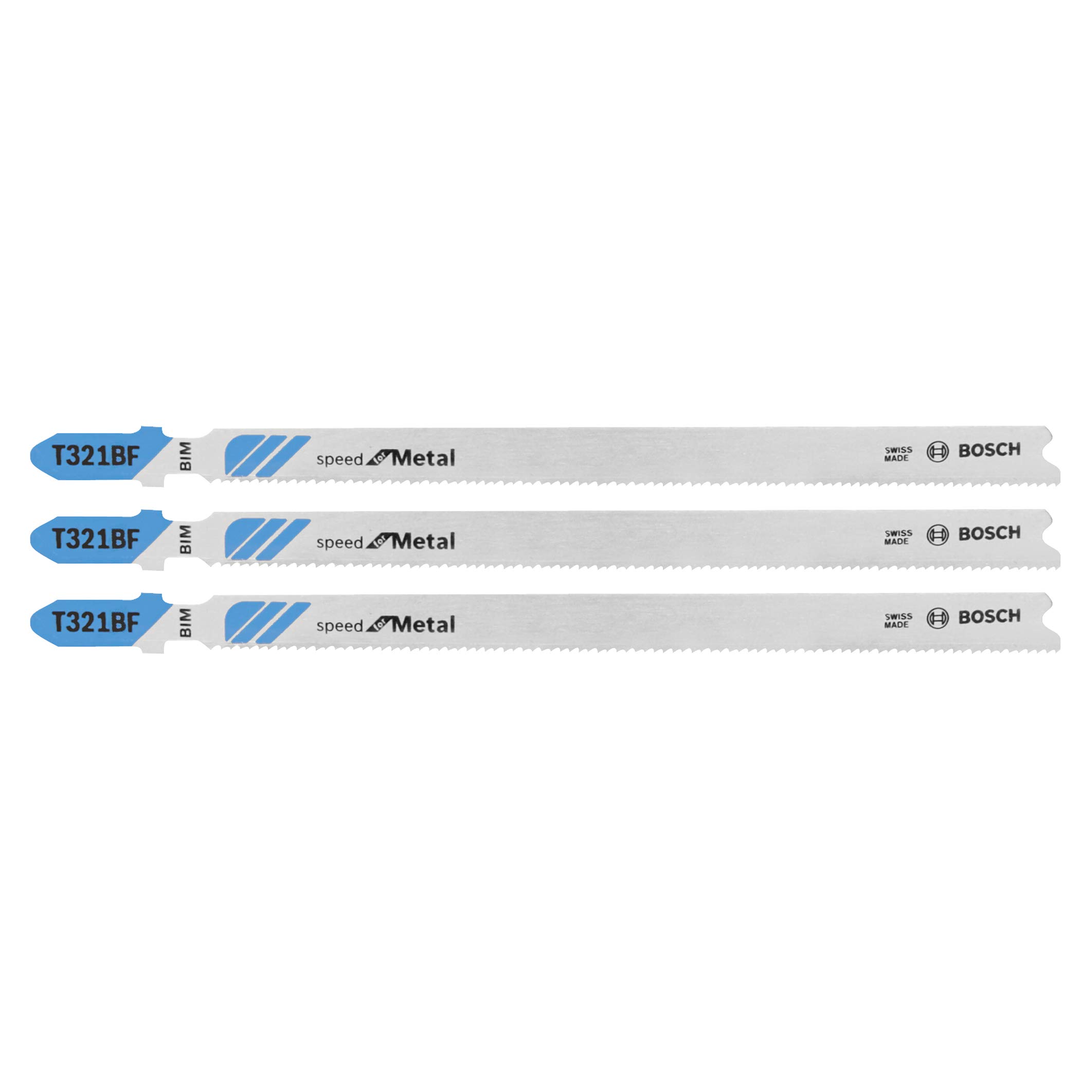 Bosch T321BF3 3-Piece 5-1/4 In. 12 TPI Speed for Metal T-Shank Jig Saw Blades