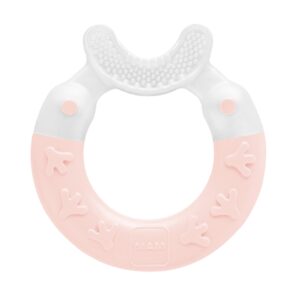 mam 2-in-1 bite & brush baby teether, relieves teething symptoms in babies 3+ months, stimulates sensory development, 1 pack, 3+ months, violet/girl