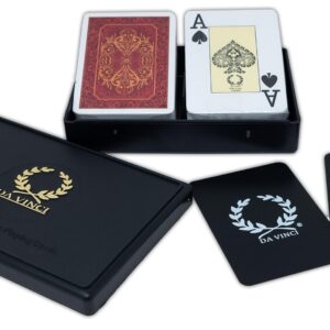 DA VINCI Persiano, Italian 100% Plastic Playing Cards, 2-Deck Set Poker Size Jumbo Index, with Hard Shell Case and 2 Cut Cards