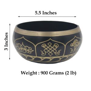 Tibetan Extra Large Heavy Meditation 8 Lucky Symbols Singing Bowl With Mallet and Silk Cushion