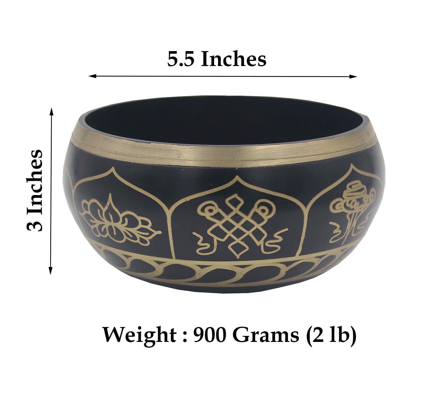 Tibetan Extra Large Heavy Meditation 8 Lucky Symbols Singing Bowl With Mallet and Silk Cushion