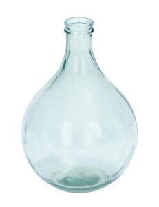 deco 79 recycled glass handmade decorative vase spanish bottle centerpiece vase, flower vase for home decoration 11" x 11" x 17", blue