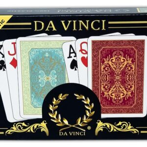 DA VINCI Persiano, Italian 100% Plastic Playing Cards, 2-Deck Set Poker Size Jumbo Index, with Hard Shell Case and 2 Cut Cards