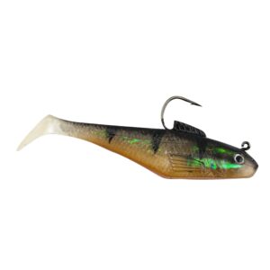 berkley powerbait pre-rigged swim shad fishing bait, perch, 3in | 8cm, irresistible scent & flavor, realistic profile, ready-to-fish, ideal for bass, walleye, pike and more