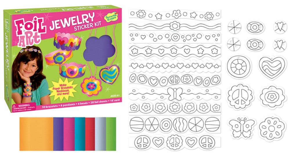 Peaceable Kingdom Sticker Crafts Make My Own Foil Art Sticker Jewelry Kit for Kids