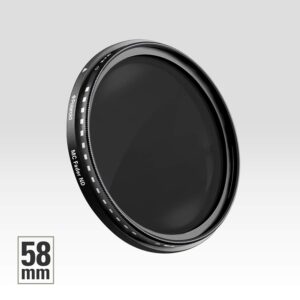 Polaroid Optics 58mm Multi-Coated Variable Range [ND3, ND6, ND9, ND16, ND32, ND400] Neutral Density Fader Filter ND2-ND2000 - Compatible w/ All Popular Camera Lens Models