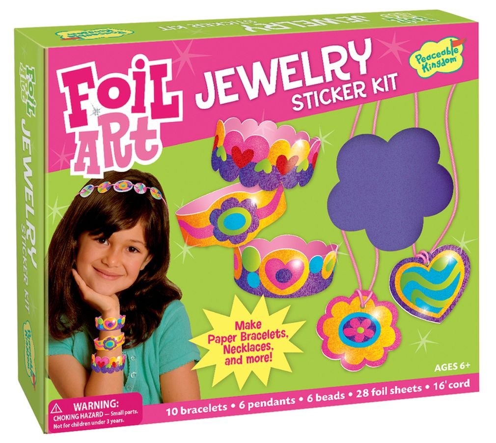 Peaceable Kingdom Sticker Crafts Make My Own Foil Art Sticker Jewelry Kit for Kids