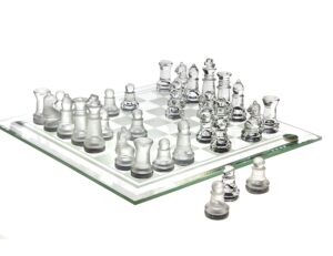 studio silversmiths chess game set fine glass(8 x 8)