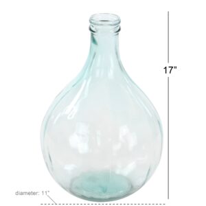 Deco 79 Recycled Glass Handmade Decorative Vase Spanish Bottle Centerpiece Vase, Flower Vase for Home Decoration 11" x 11" x 17", Blue