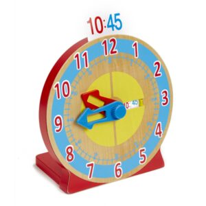 Melissa & Doug Turn & Tell Wooden Clock - Educational Toy With 12+ Reversible Time Cards , Red