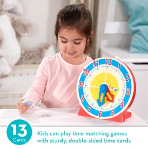 Melissa & Doug Turn & Tell Wooden Clock - Educational Toy With 12+ Reversible Time Cards , Red