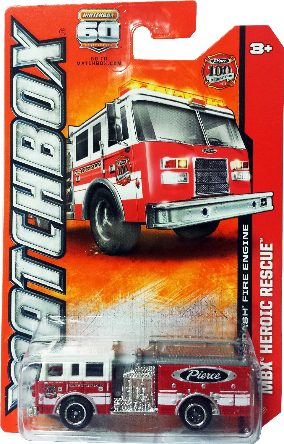 2013 Matchbox MBX Heroic Rescue Pierce Dash Fire Engine Red 100 YEARS