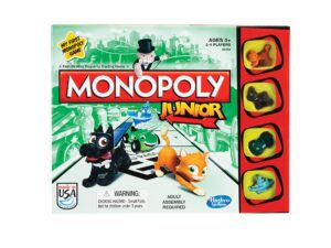 hasbro gaming monopoly junior board game for kids ages 5 and up, 2-4 players, family games