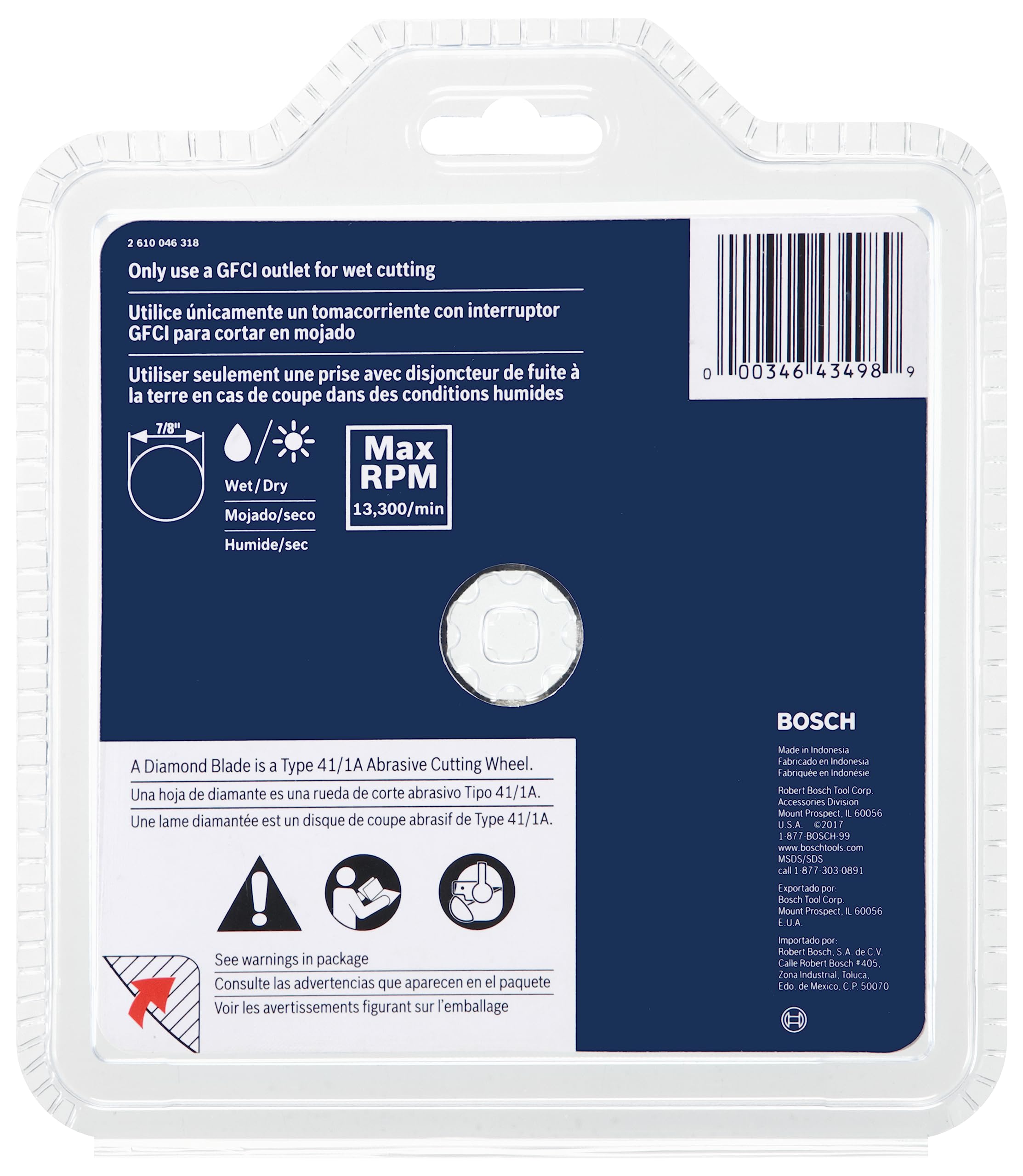 BOSCH DB4541S 4-1/2 in. Standard Segmented Rim Diamond Blade with 7/8 in. Arbor for Universal Rough Cut Wet/Dry Cutting Applications in Pavers, Soft Brick, Concrete/Block