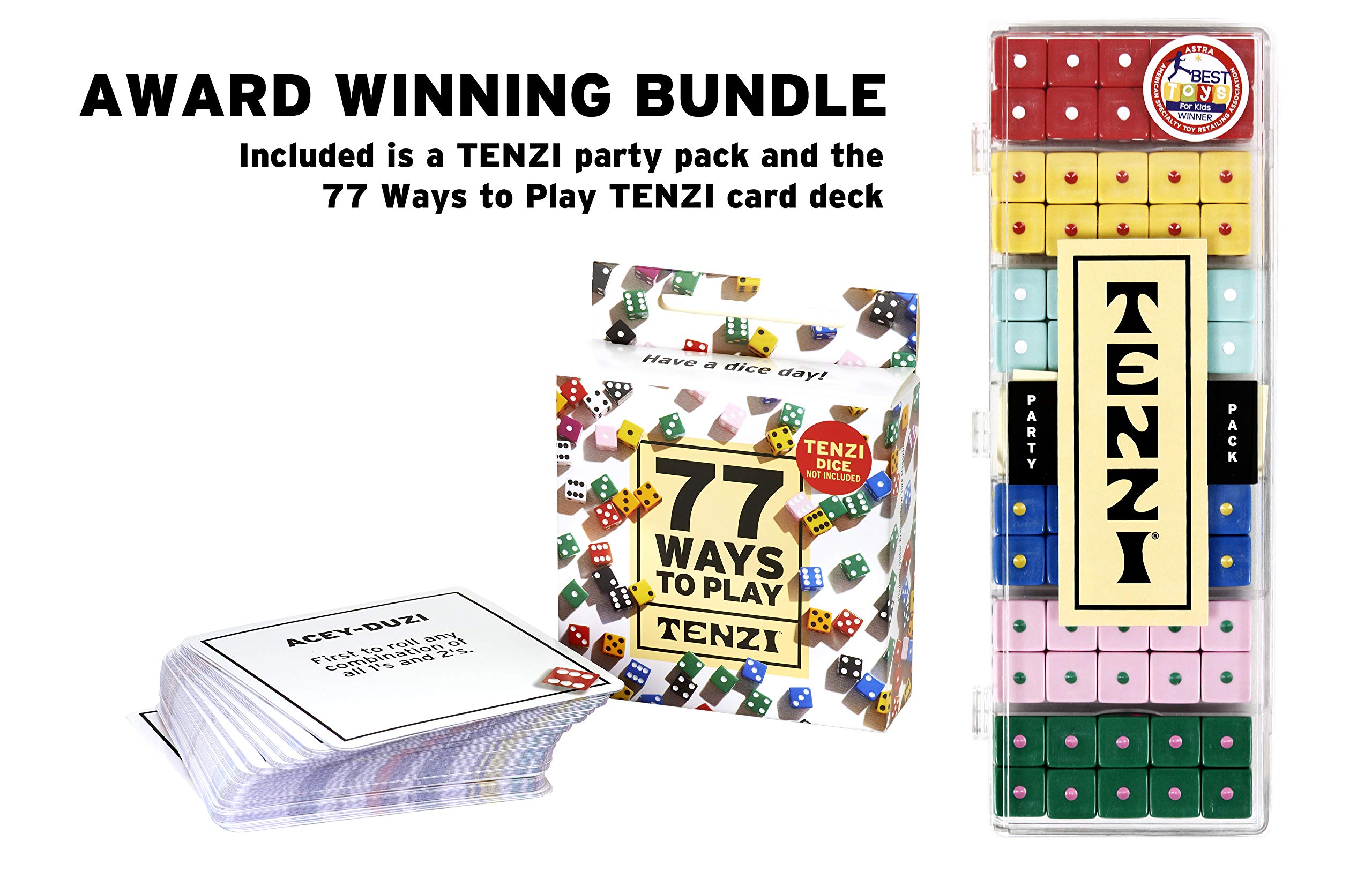 TENZI Party Pack Dice Game Bundle with 77 Ways to Play A Fun, Fast Frenzy for The Whole Family - 6 Sets of 10 Colored Dice - Colors May Vary