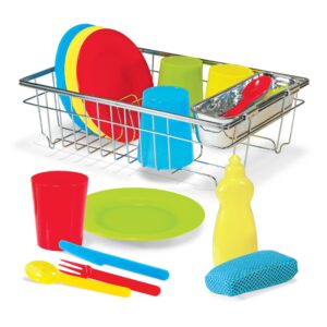 melissa & doug let's play house wash and dry dish set (24 pcs)