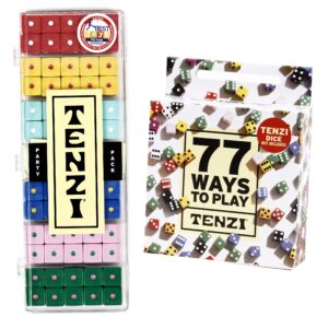 TENZI Party Pack Dice Game Bundle with 77 Ways to Play A Fun, Fast Frenzy for The Whole Family - 6 Sets of 10 Colored Dice - Colors May Vary