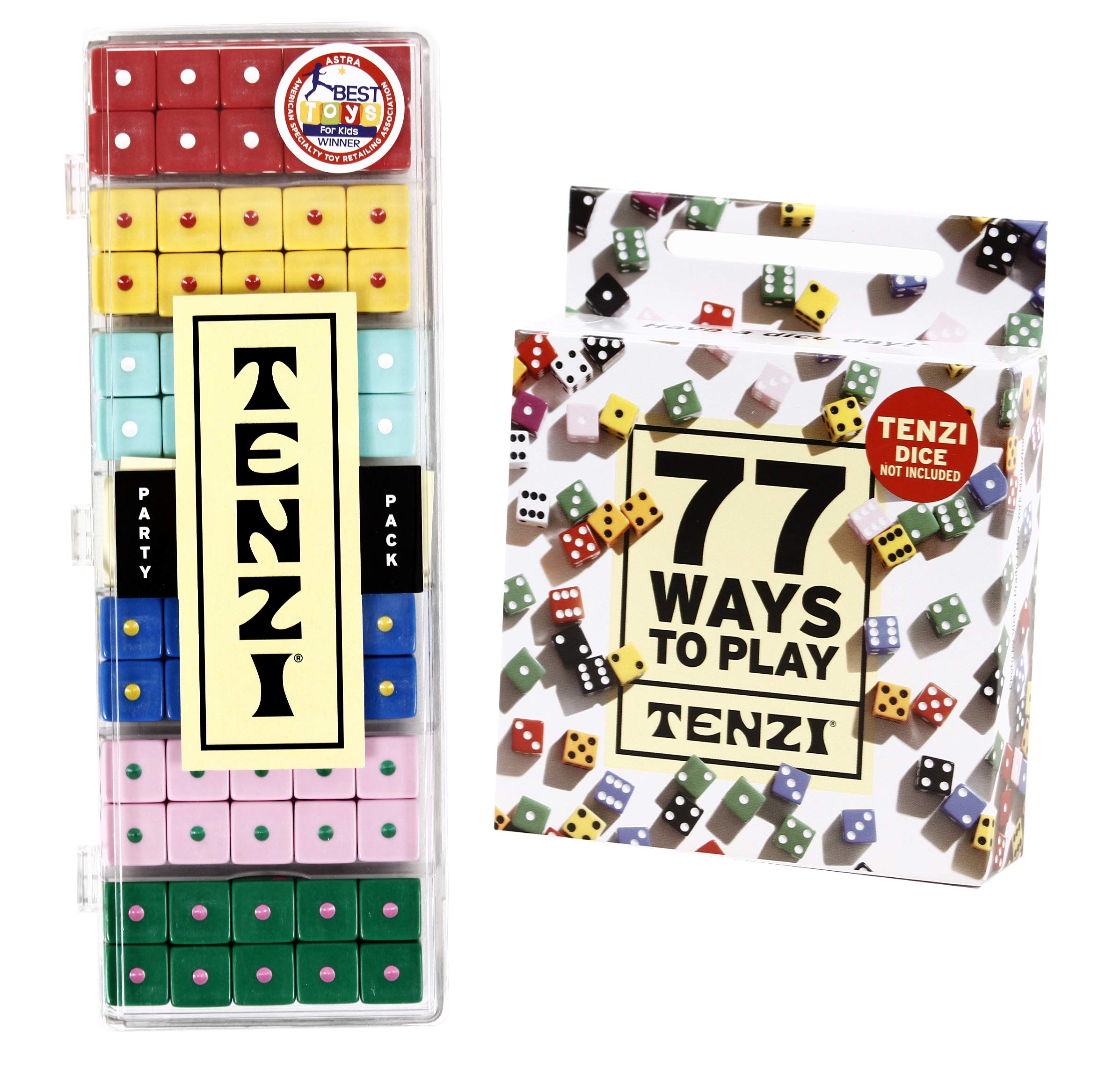 TENZI Party Pack Dice Game Bundle with 77 Ways to Play A Fun, Fast Frenzy for The Whole Family - 6 Sets of 10 Colored Dice - Colors May Vary