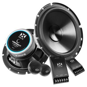 nvx® vsp65kit 6.5" premium car speakers, 750w max, 250w rms, 2-way 6-1/2 inch component system w/ 1" silk dome tweeters & passive x-overs, easy to install in cars/trucks/doors (pair)