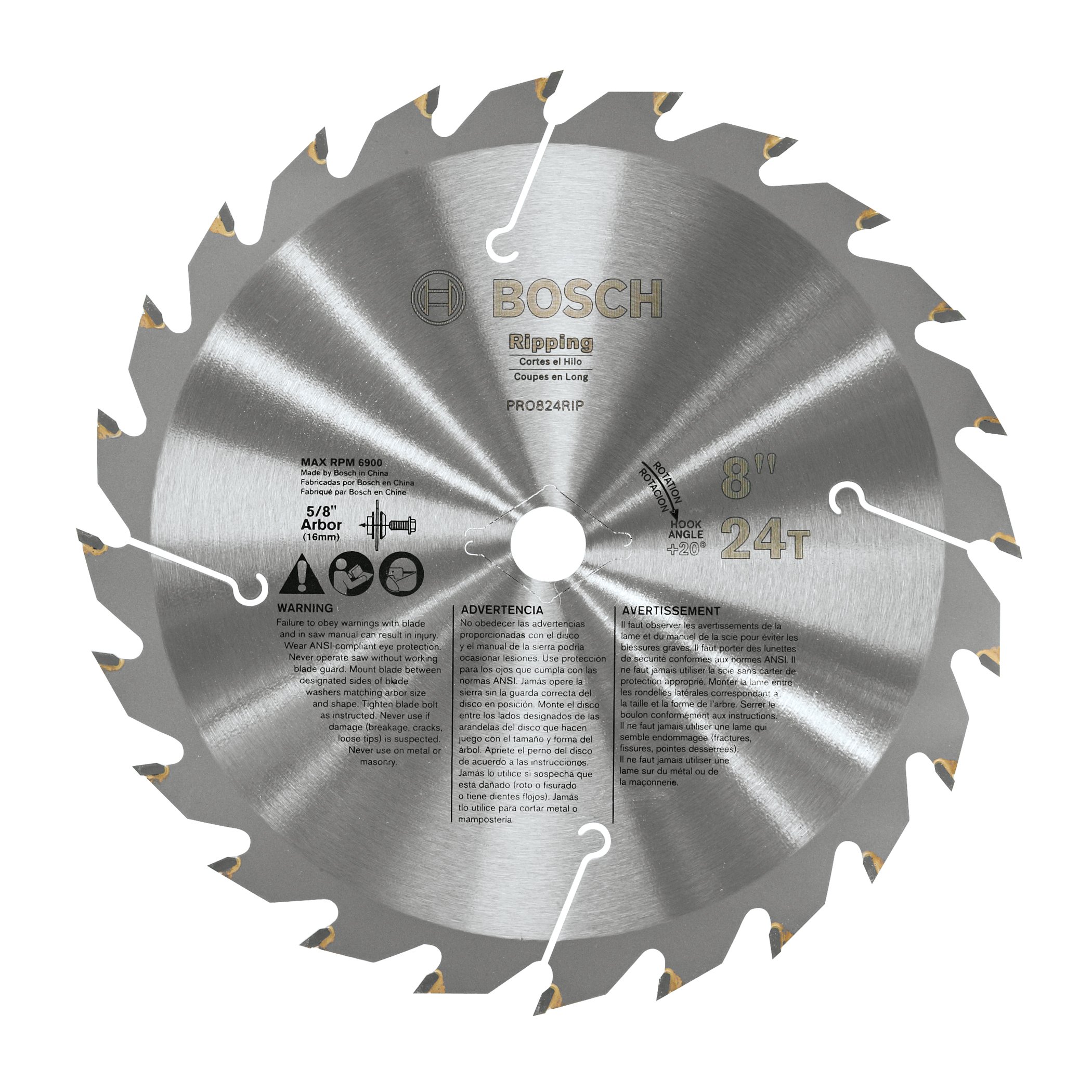 BOSCH PRO824RIP 8 In. 24 Tooth Ripping Circular Saw Blade