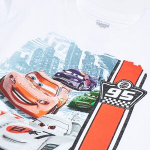 Cars Little Boys' Toddler Race Toddler T-Shirt, White, 4T