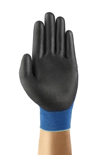 Ansell HyFlex 11-618 Nylon Light Duty Multi-Purpose Glove with Knitwrist, Abrasion/Cut Resistant, Size 8, Blue (Pack of 12 Pair)