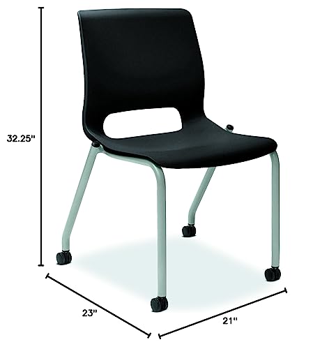 HON Motivate Guest Chair - Stacking Chair for Office Set of Two, Onyx (HMG1)