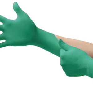 Ansell TouchNTuff 92-600 Nitrile Lightweight Glove with Beaded Cuff, Chemical/Splash Resistance, Powder Free, 4.7mil Thickness, 240mm Length, Size 10, Green (Box of 100)