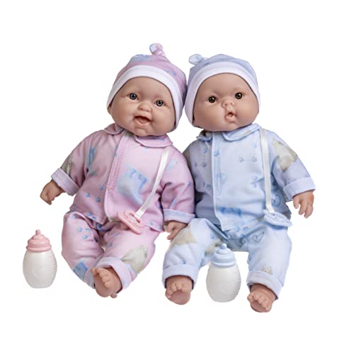 JC Toys Twins 13" Realistic Soft Body Baby Dolls Berenguer Boutique | Twins Gift Set with Removable Outfits and Accessories | Pink and Blue | Caucasian | Ages 2+