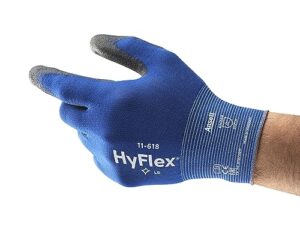 ansell hyflex 11-618 nylon light duty multi-purpose glove with knitwrist, abrasion/cut resistant, size 8, blue (pack of 12 pair)