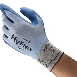 HyFlex 11-518 Cut Resistant Work Gloves for Men and Women in Nylon, Extra Thin, Working Glove for Mechanics, Automotive, Industrial or Home-improvement environment, Blue, Size Medium (12 Pairs)